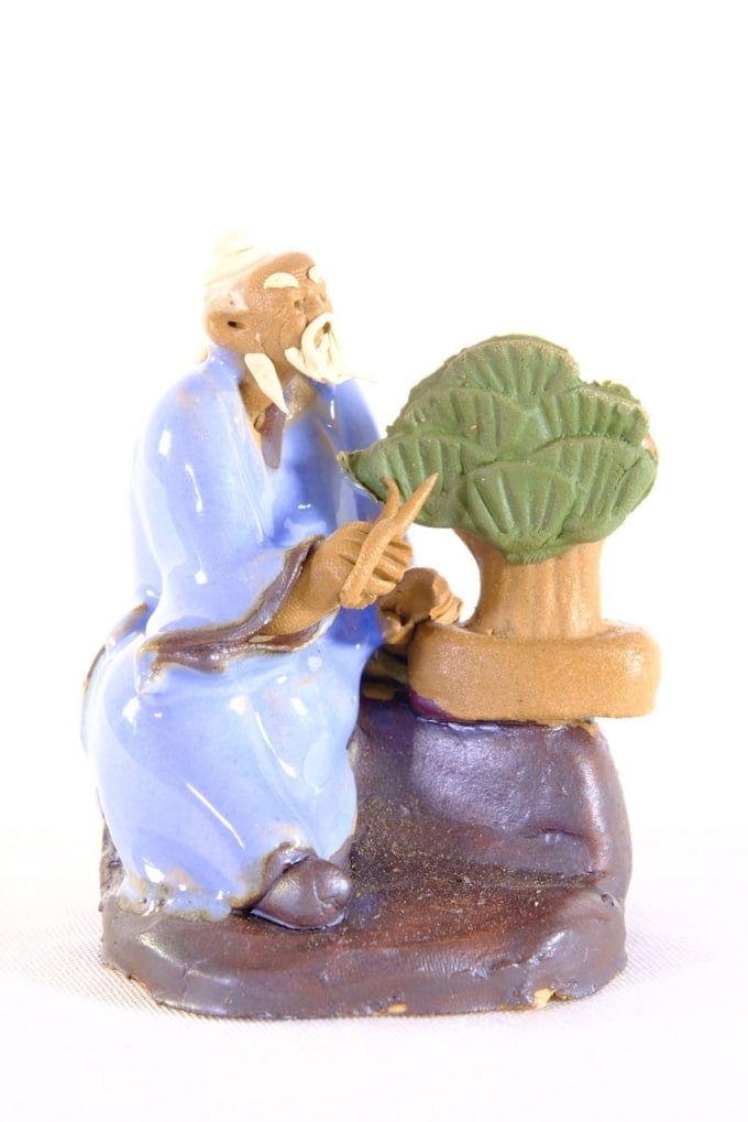 Bonsai Figurine | Glazed Chinese Bonsai Pruning Figure