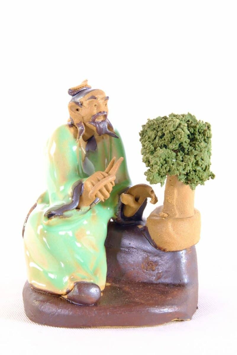 Bonsai Figurine | Glazed Chinese Bonsai Pruning Figure