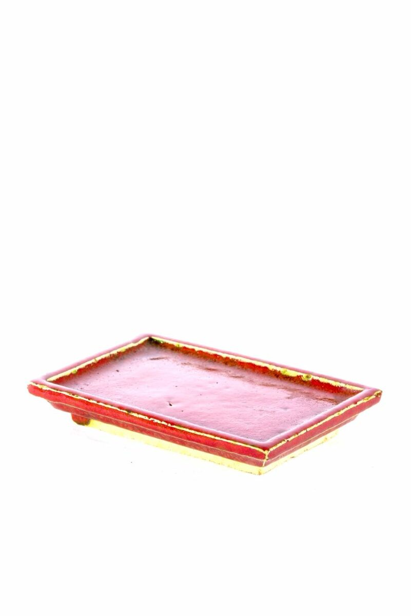 Ceramic Bonsai Drip Tray/Humidity Tray - Valentine's Red